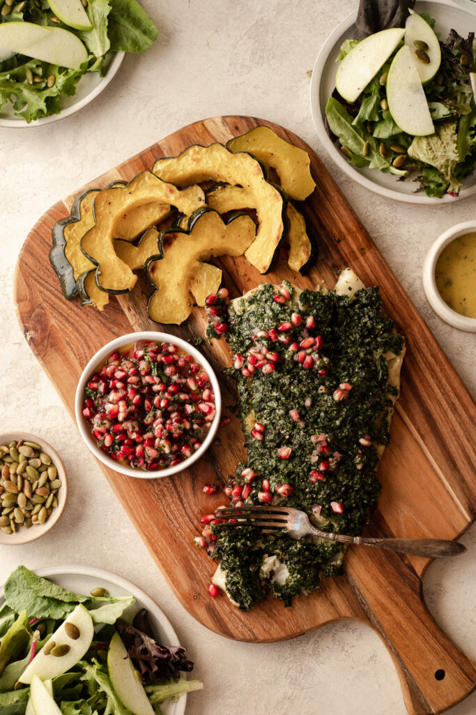 Herb Crusted Cod with Pomegranate Relish - Prep + Rally